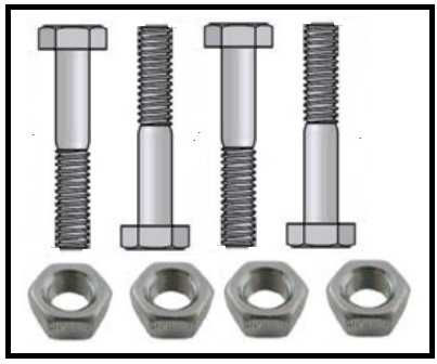 3/8”-24 SPRING RETAINING BOLT 3-1/4” LONG INCLUDES NUTS (4EA)